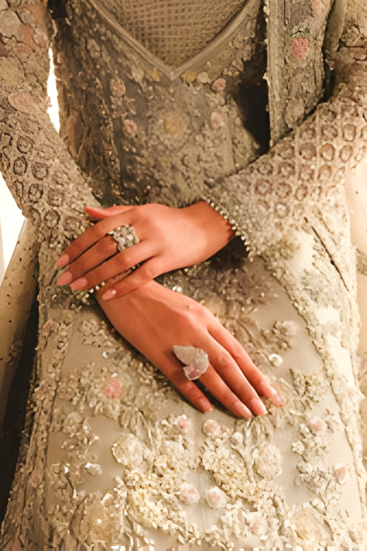 Silver Grey Pakistani Bridal Lehnga Gown Set - Nameera Bridal